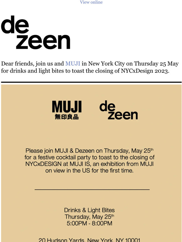Dezeen: Invitation: MUJI x Dezeen closing party for NYCxDesign 2023 ...