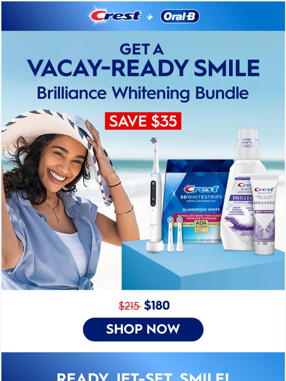 Crest: —, $35 Off Your Vacay-Ready Smile 🏖️ 🌞 | Milled