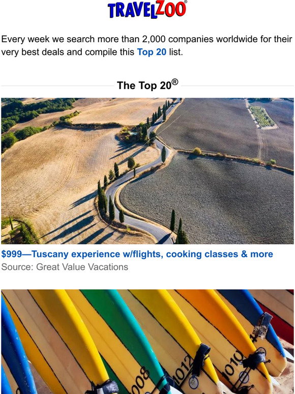 Travelzoo: This Week's Top 20 | Milled
