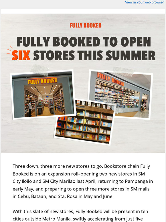Fully Booked: Fully Booked Opens Six New Stores Outside Metro Manila ...