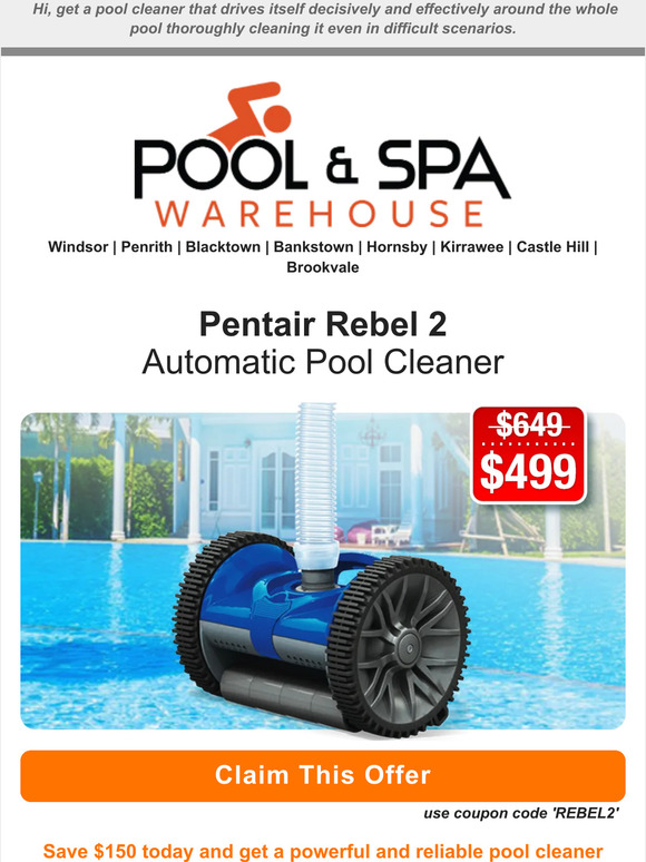 Pool and Spa Warehouse: $150 Off Pentair Rebel Pool Cleaner | Milled