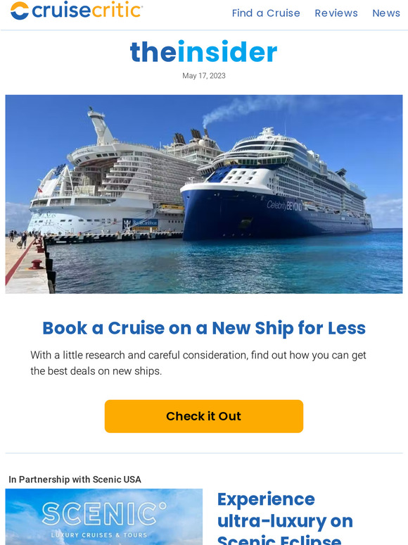 The Independent Traveler: Book a Cruise on a New Ship for Less; Score the Best Cruise Price ...