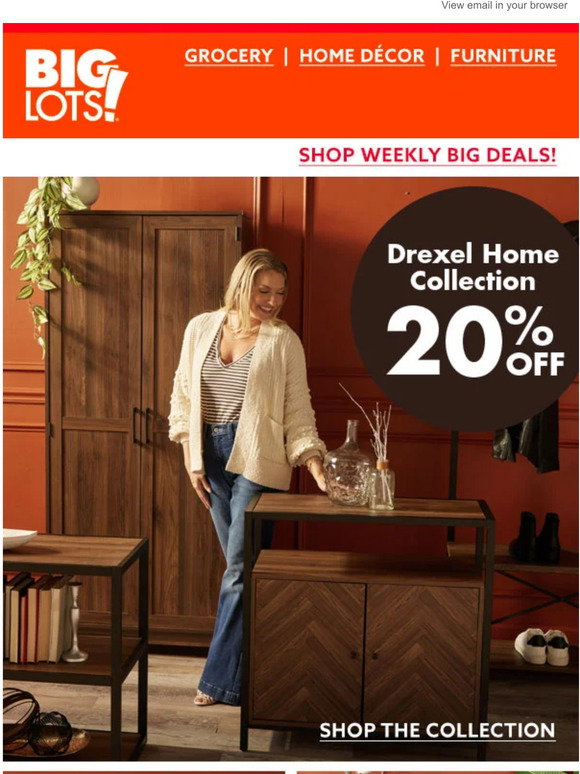 Big Lots: 20% OFF Drexel furniture! Refresh your home for less! 🙌 | Milled