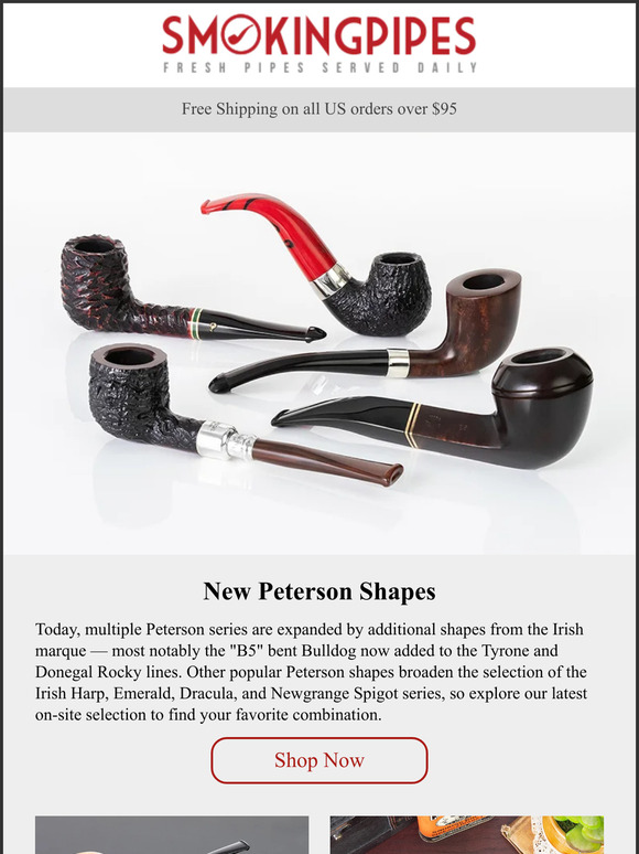 Smokingpipes: New Peterson Shapes | Multiple Series Expanded | Milled