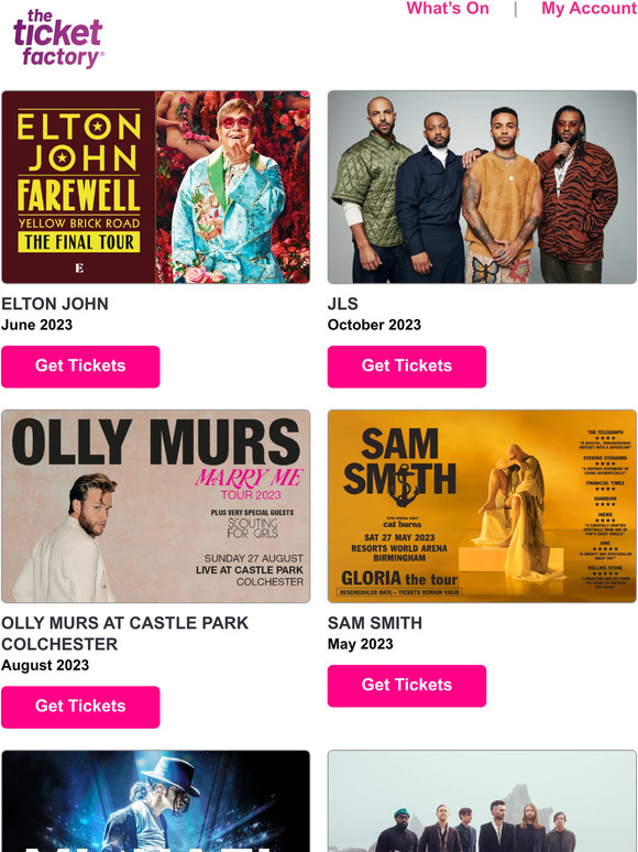 The Ticket Factory: Elton John, JLS, Olly Murs at Castle Park ...