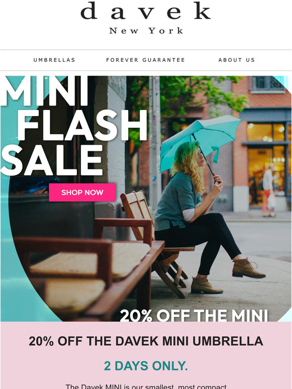 DAVEK UMBRELLAS: STARTS TODAY l 20% Off The Davek Mini | Milled