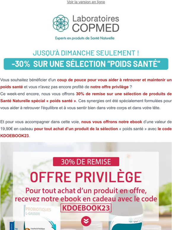 Copmed: Ce week-end, profitez de -30% sur une sélection poids santé ...
