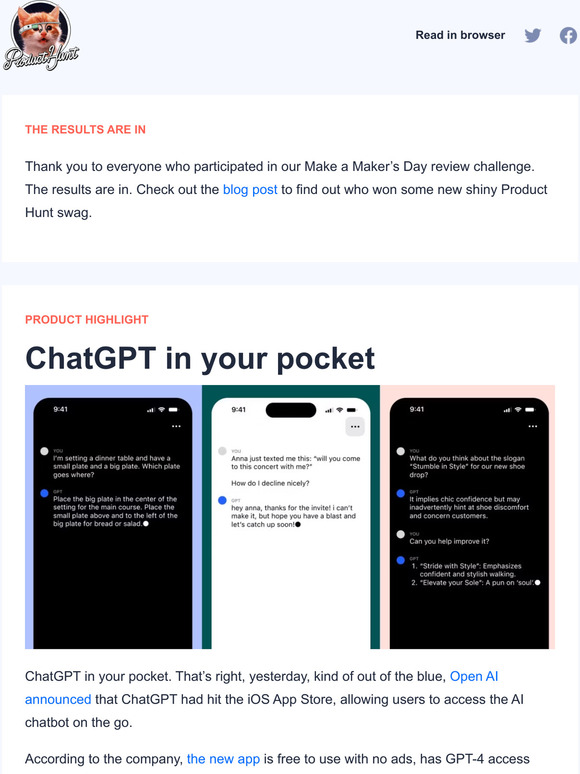 Product Hunt: 😺 ChatGPT in your pocket | Milled