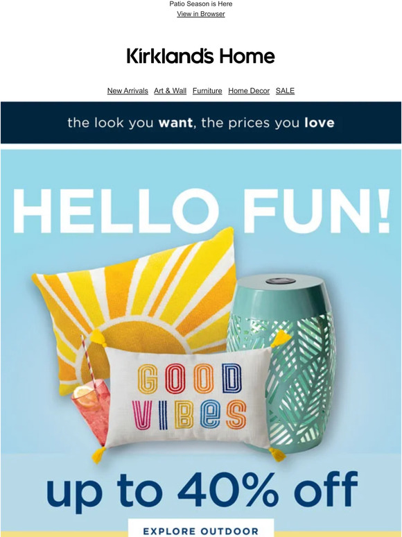 Kirkland's: Hello Fun, Hello Savings ☀ Outdoor Finds Up to 40% OFF | Milled