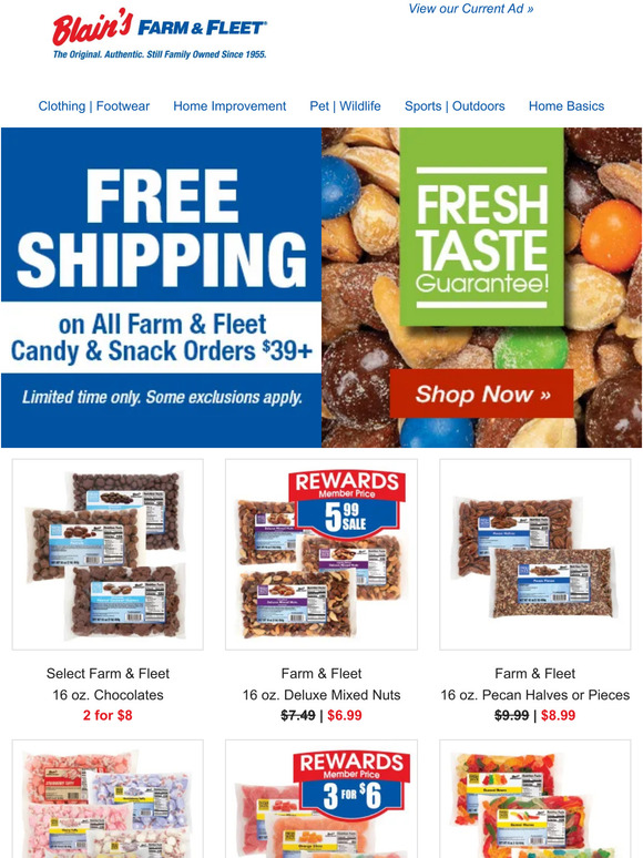 Blain's Farm & Fleet: Get FREE Shipping on BFF Candy & Snack Orders ...