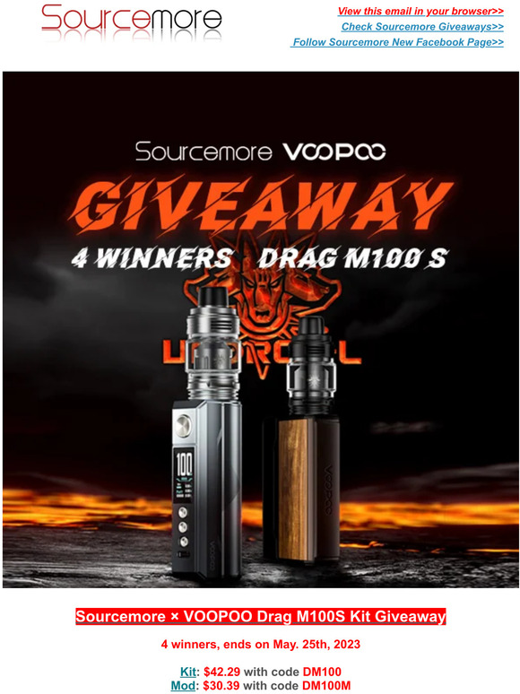 Sourcemore: 4 WINNERS! VOOPOO Drag M100S Kit Giveaway💥New: OXVA Artio ...