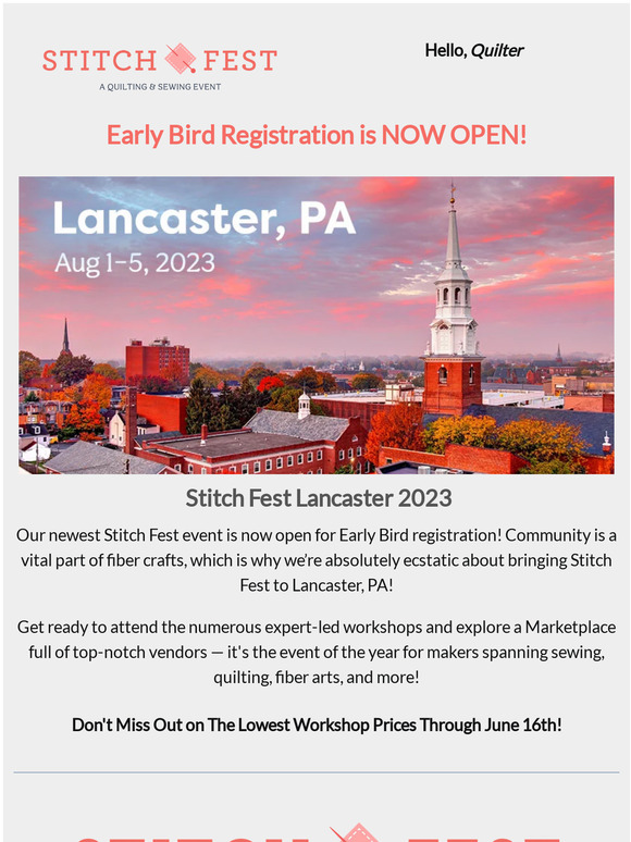 Fons & Porter: Lancaster Early Bird Registration is NOW OPEN! | Milled