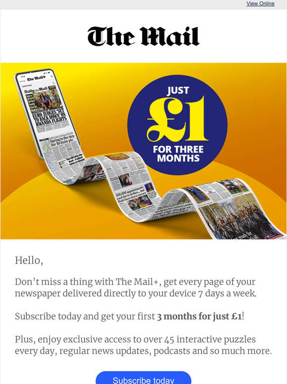 Daily Mail Experiences: Get three months of The Mail+ for just £1 | Milled