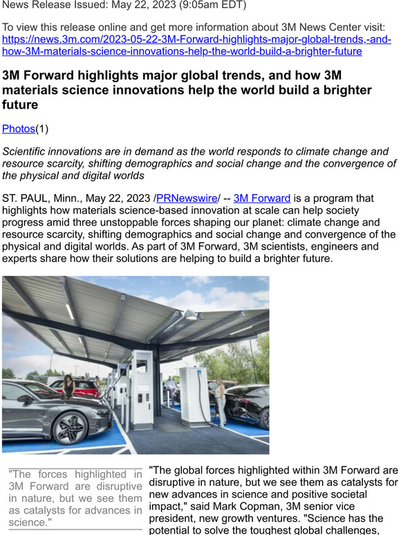 3M: 3M Forward highlights major global trends, and how 3M materials ...