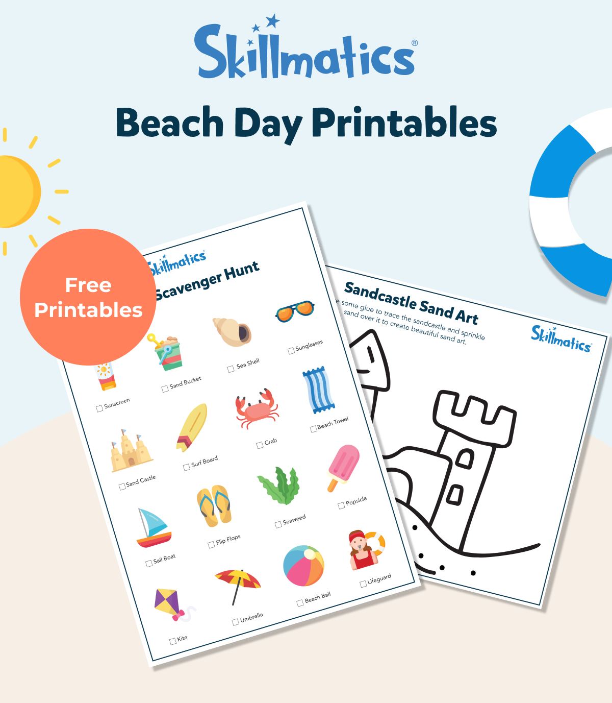 Skillmatics: [FREE PRINTABLES] Level up your beach day out with Skillmatics!🏖️🐬 | Milled