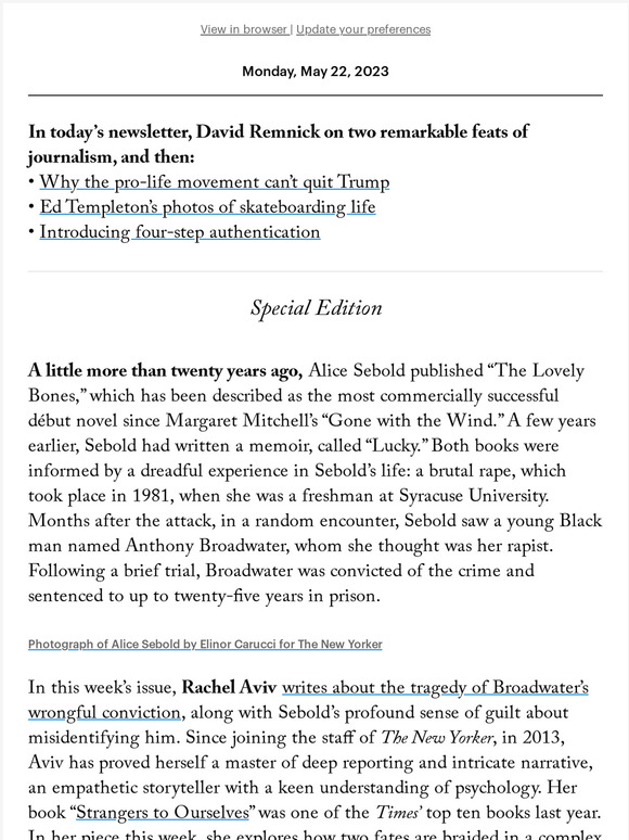 The New Yorker: Alice Sebold and a Tragic Case of Mistaken Identity ...