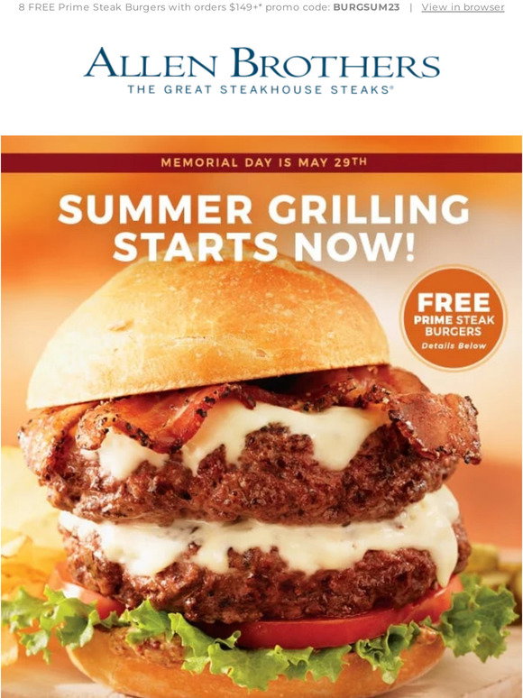 Allen Brothers: Summer Starts Now! Get Steak Burgers & Dogs on the ...