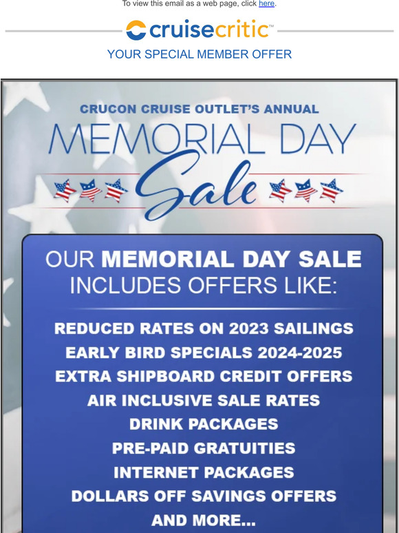 Cruise Critic: CruCon's Annual Memorial Day Sale Is Here! Start ...