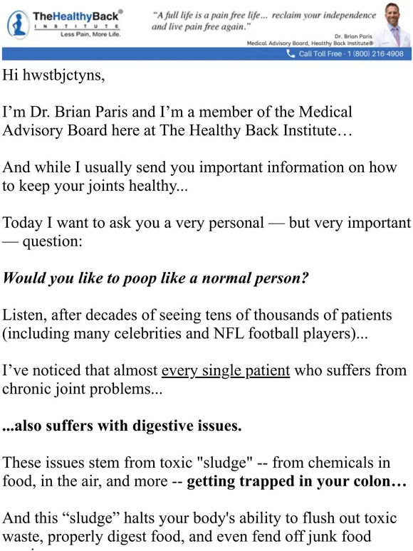 Healthy Back Institute: 10-second ritual helps you poop like a normal ...