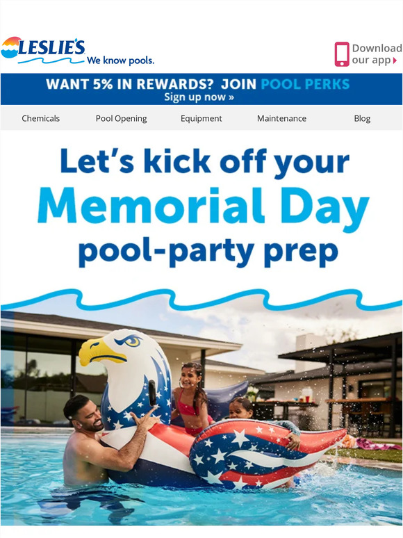 Leslie's: Memorial Day Pool Party Checklist (HERE) | Milled