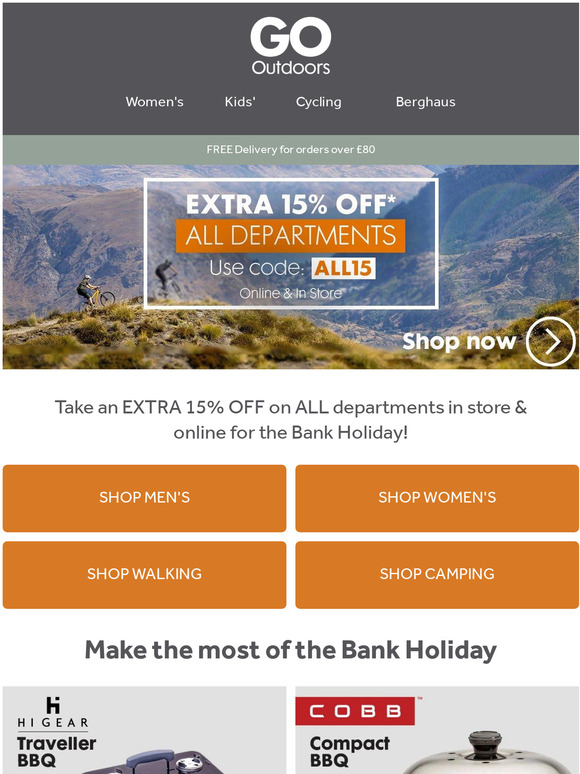 Go Outdoors: EXTRA 15% OFF | Code: ALL15 | Milled