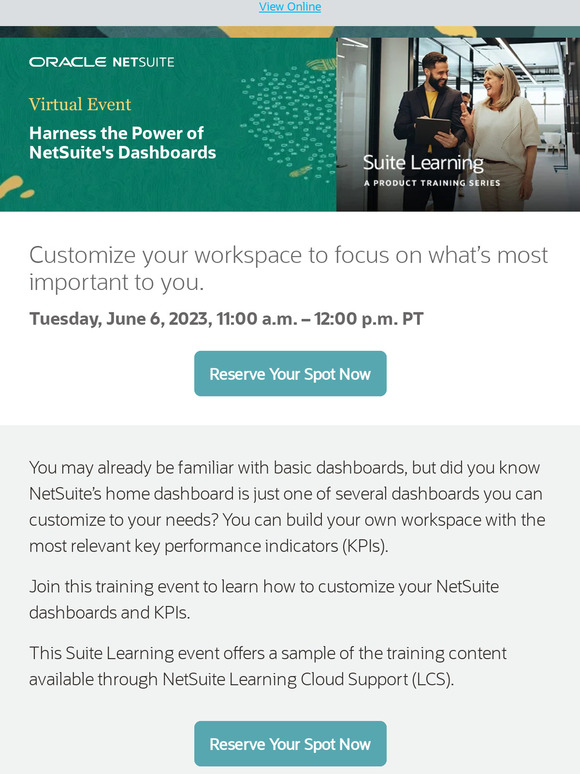 NetSuite: Virtual Event: Harness the Power of NetSuite's Dashboards ...