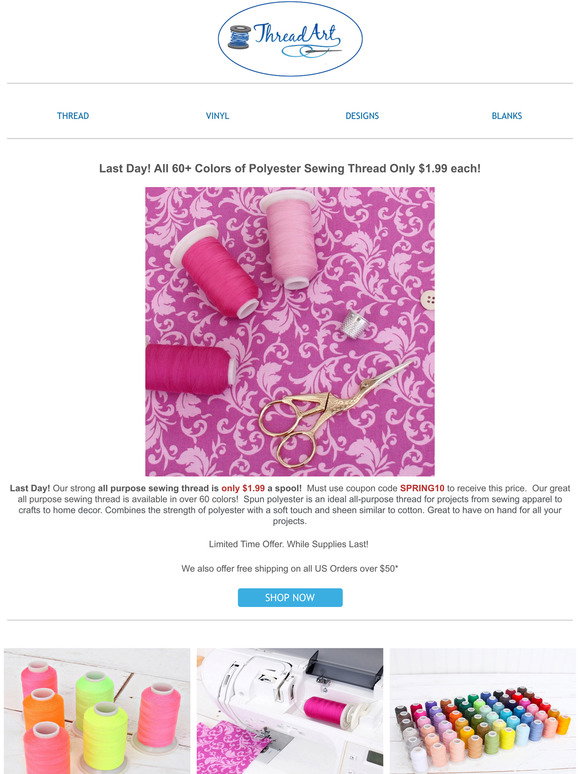 ThreadArt: Last Day! Sewing Thread Only $1.99 /Spool 🌻🌻🌻 Individual ...
