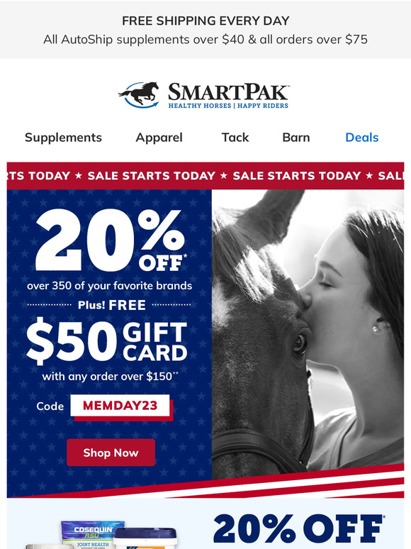 SmartPak Equine: Memorial Day Savings Start Now! | Milled