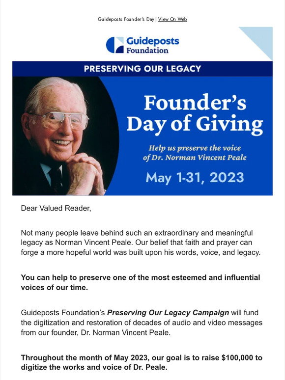 Guideposts: Preserving Our Legacy Campaign – A Week to Go! | Milled