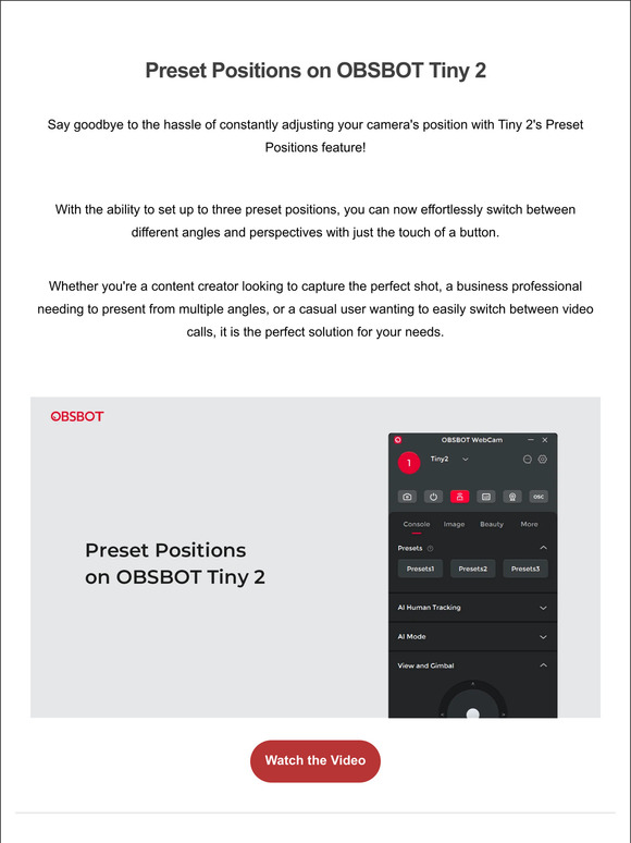 OBSBOT: Introducing Preset Positions of OBSBOT Tiny 2! | Milled