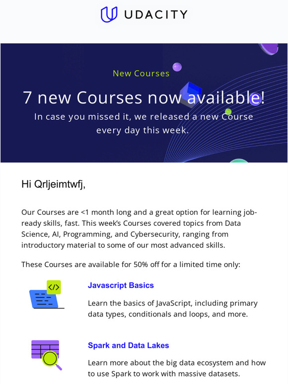 Udacity: 7 new Courses now available! | Milled