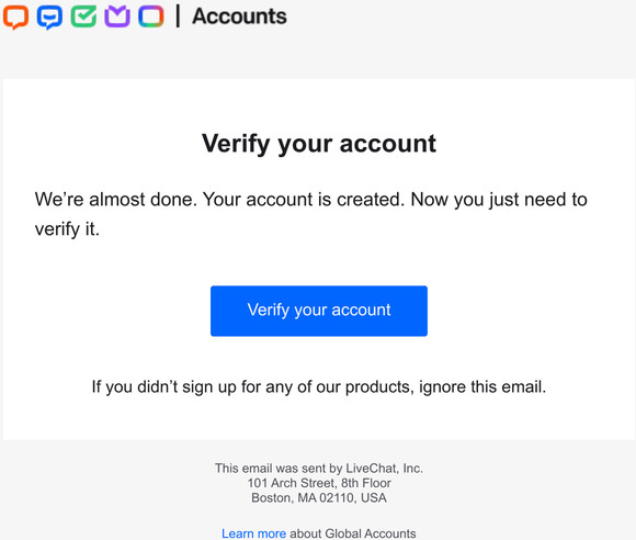 LiveChat: Verify your account | Milled