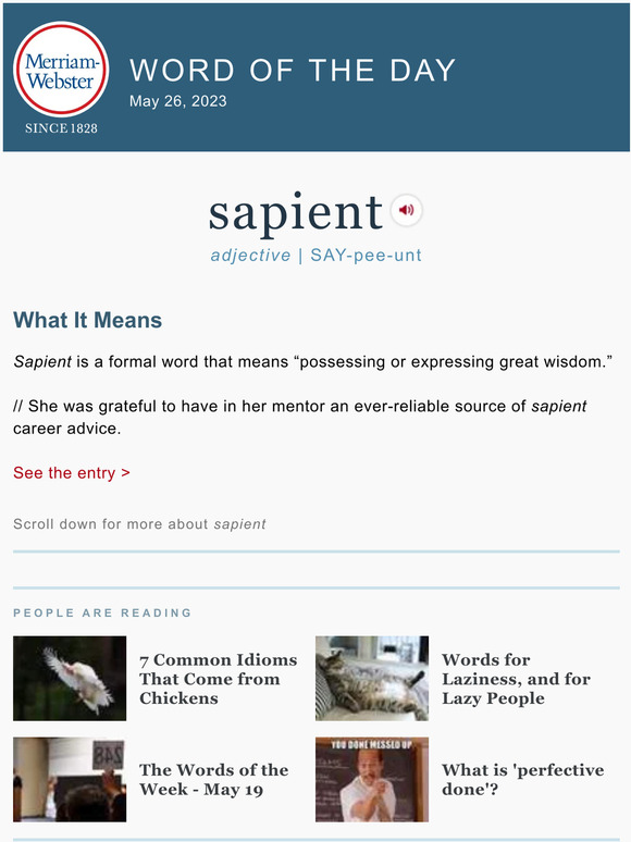 Merriam-Webster: Sapient - plus, 7 Common Idioms That Come from ...