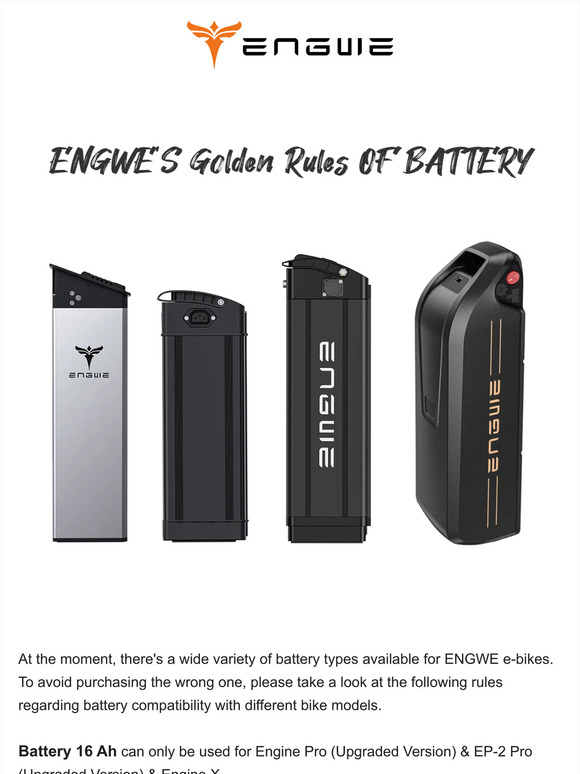 Engwe: 🔋ENGWE Battery Compatibility Guide for E-Bike Models! | Milled