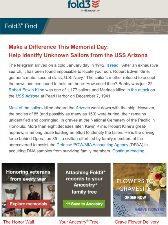 Fold3: Identifying Sailors from the USS Arizona | Milled