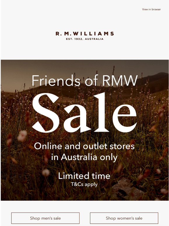 R.M Williams: The Friends of RMW Sale is now on | Milled