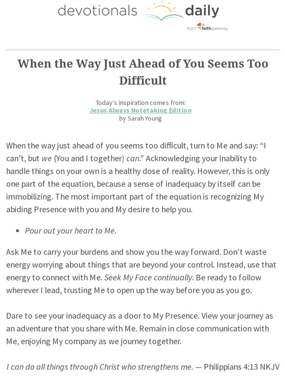 FaithGateway: He can carry your burdens and show you the way forward ...