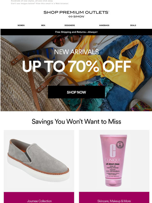 Shop Premium Outlets: New Arrivals: Up to 70% off | Milled