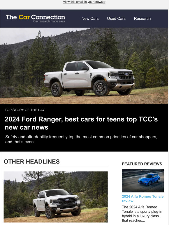 The Car Connection: 2024 Ford Ranger, best cars for teens top TCC's new ...