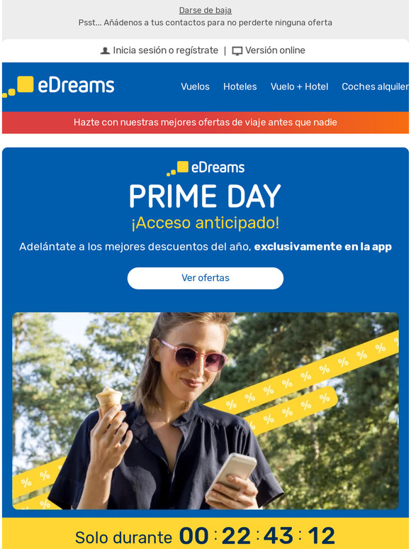 eDreams: Acceso anticipado a Prime Day, solo en nuestra app 📲 | Milled