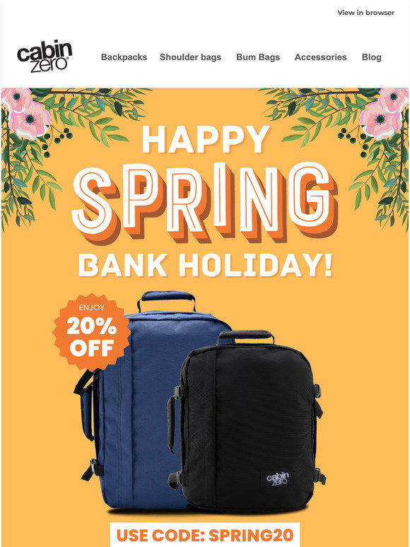 CabinZero: Happy Spring Bank Holiday! ENJOY 20% OFF 💥 | Milled