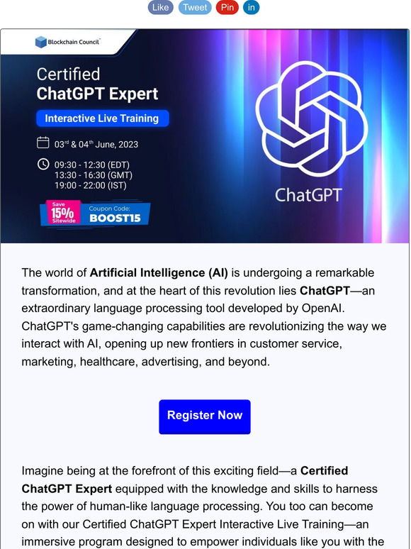 Blockchain Council: 💬 Unleash your ChatGPT potential: Join our ...