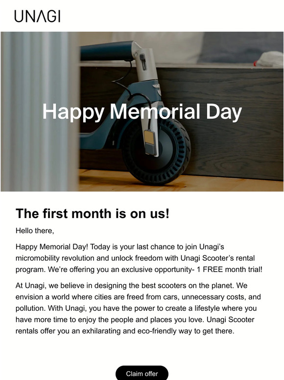 Unagi Scooters: 🔔🛴Last Chance: Unlock freedom with a FREE month trial ...