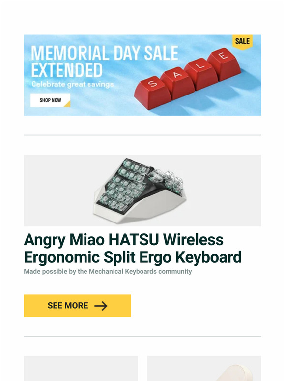 Drop: Angry Miao HATSU Wireless Ergonomic Split Ergo Keyboard, Moondrop ...