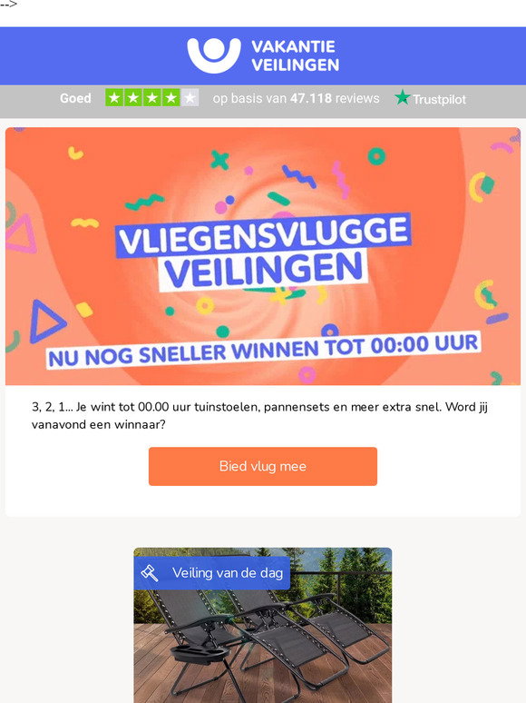 VakantieVeilingen: Onze VliegensVlugge Veilingen zijn gestart ⏱️ | Milled