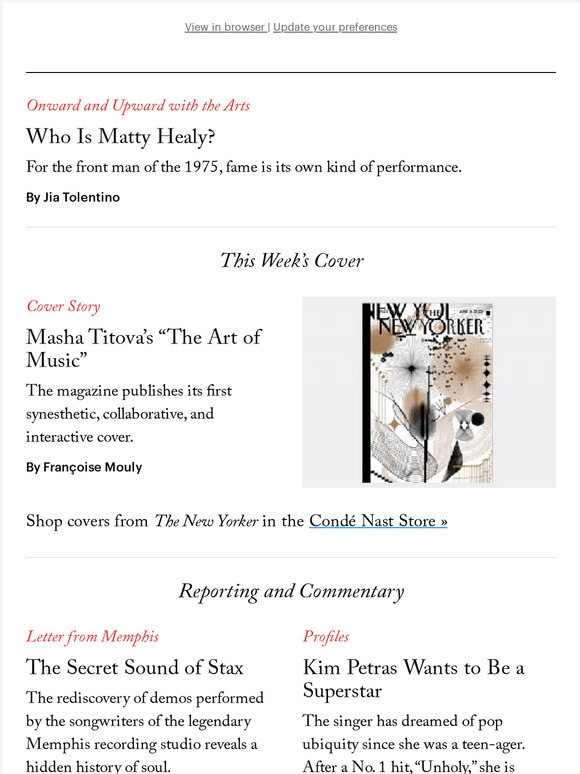 The New Yorker: This Week’s Issue: Who Is Matty Healy? | Milled