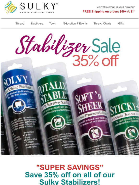 Sulky: 35% off All Stabilizers + Free Projects | Milled