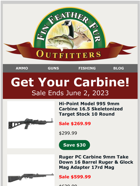 Fin Feather Fur Outfitters: Hi Point 9mm Carbine For Only $269.99! | Milled