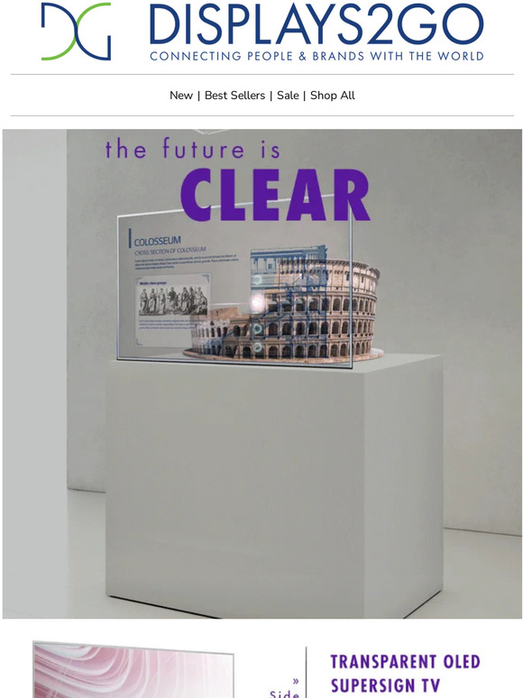 Displays2go: The Future Is Clear. All New Transparent OLED Sign. | Milled