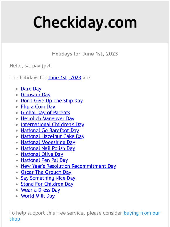 Checkiday: Holidays for June 1st, 2023! 📅🎉 | Milled